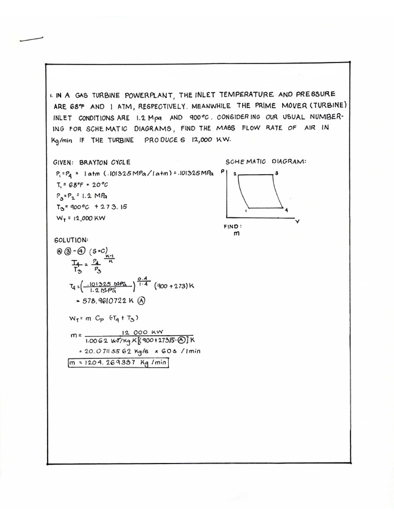 Power cycles combustion problem set | PDF