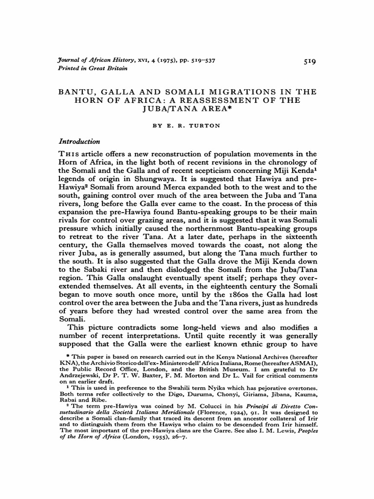 Bantu and Somali Migrations in East Africa | PDF