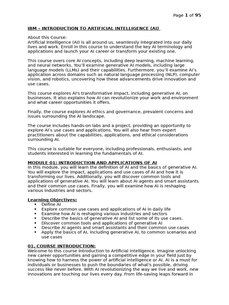 Ibm - Introduction To Artificial Intelligence (Ai) | PDF | Artificial ...