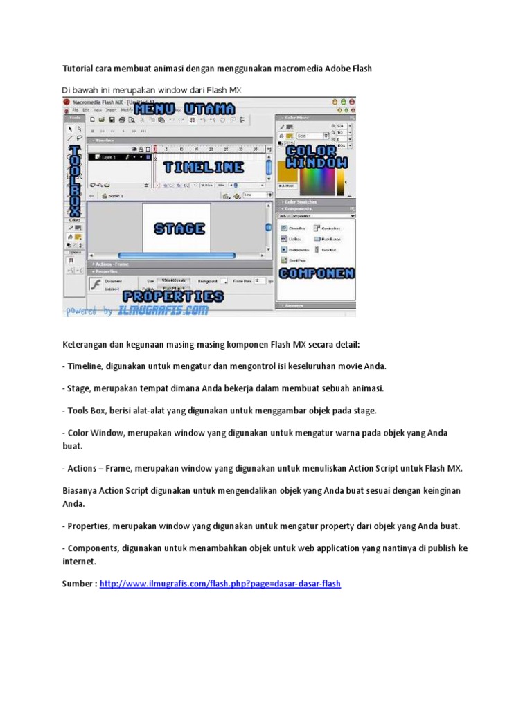 Tutorial Cara Membuat Animasi Dengan Menggunakan Macro Media Adobe Flash | PDF | Komputer