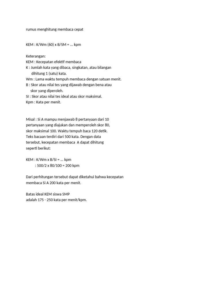 Rumus Menghitung Membaca Cepat | PDF