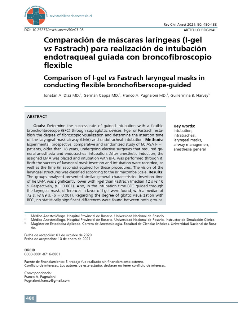I-gel vs Fastrach en Intubación Guiada | PDF | Medicina CLINICA ...