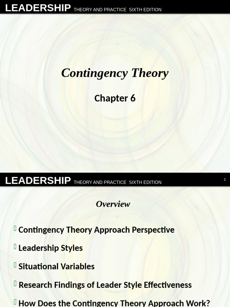 Contingency Theory in Leadership | PDF | Leadership | Theory