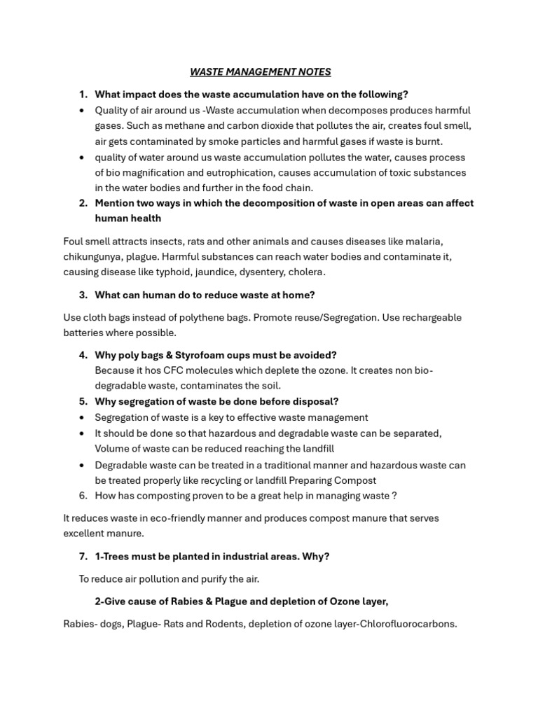 Waste Management Notes | PDF | Waste | Waste Management