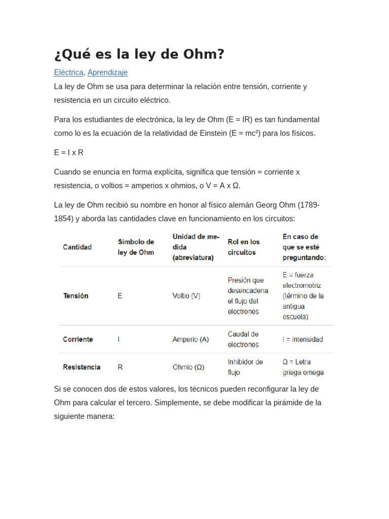 Ley de Ohmn | PDF
