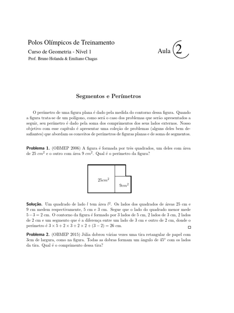 Aula 02 - Segmentos e Perímetros | PDF | Triângulo | Metro