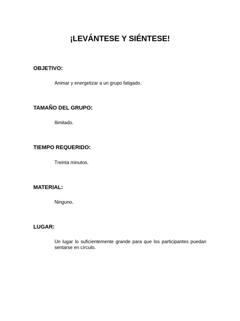 ¡Levántese y Siéntese! | PDF