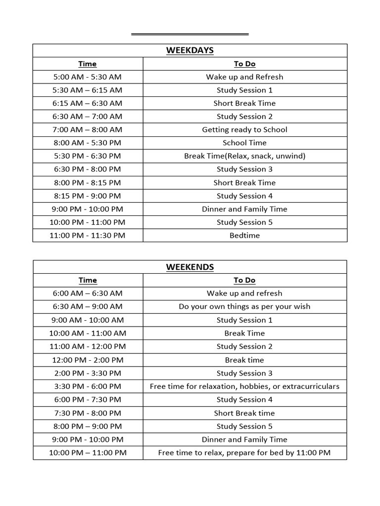 Study Schedule | PDF