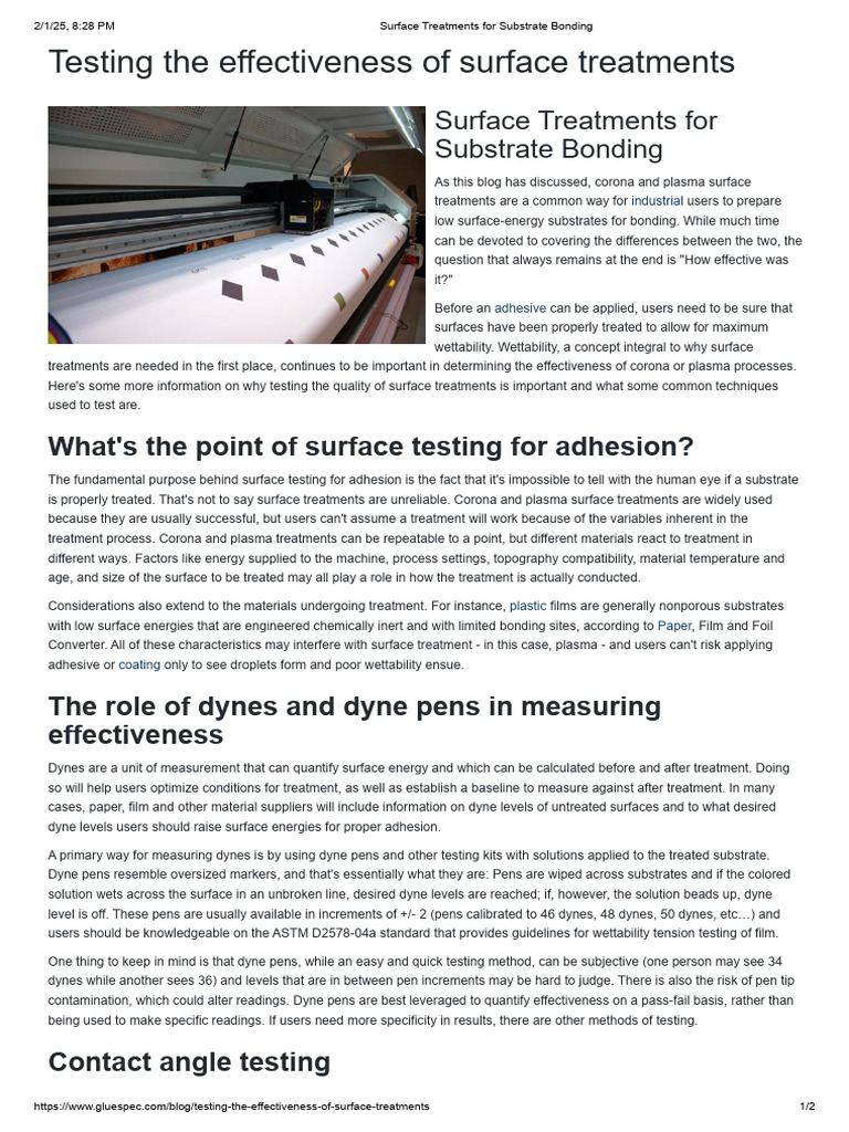 Surface Treatments for Substrate Bonding | PDF | Wetting | Drop (Liquid)