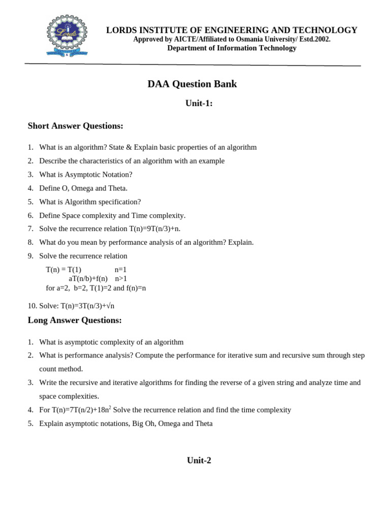 (05.02.24) DAA_QB-1,2,3,4,5 | PDF | Time Complexity | Computational Complexity Theory