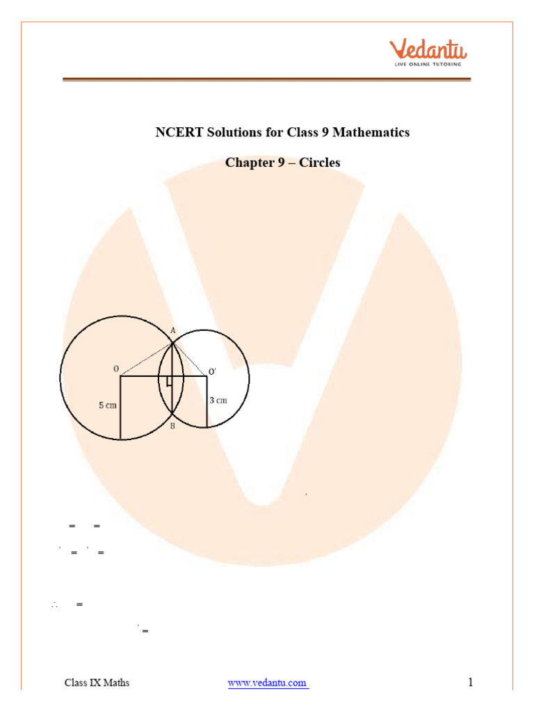 NCERT Solutions For Class 9 Maths Chapter 9 Circles Ex 9.2 - Free PDF ...