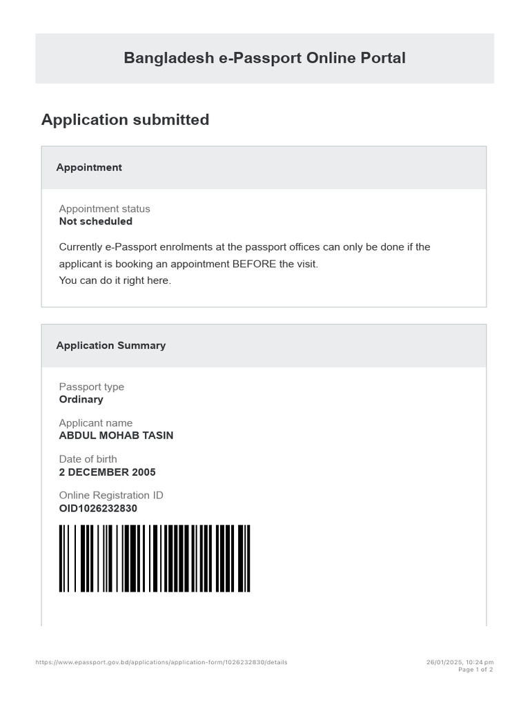 Bangladesh e-Passport Appointment Guide | PDF