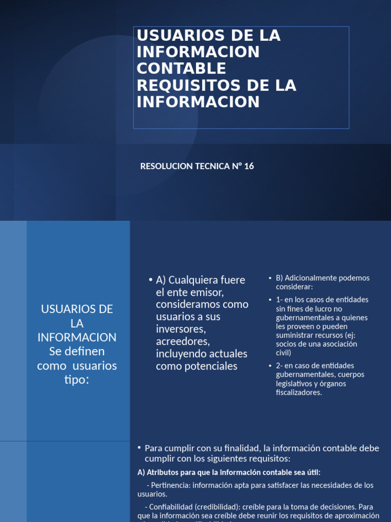 Usuarios de La Informacion Contable - Requisitos | PDF