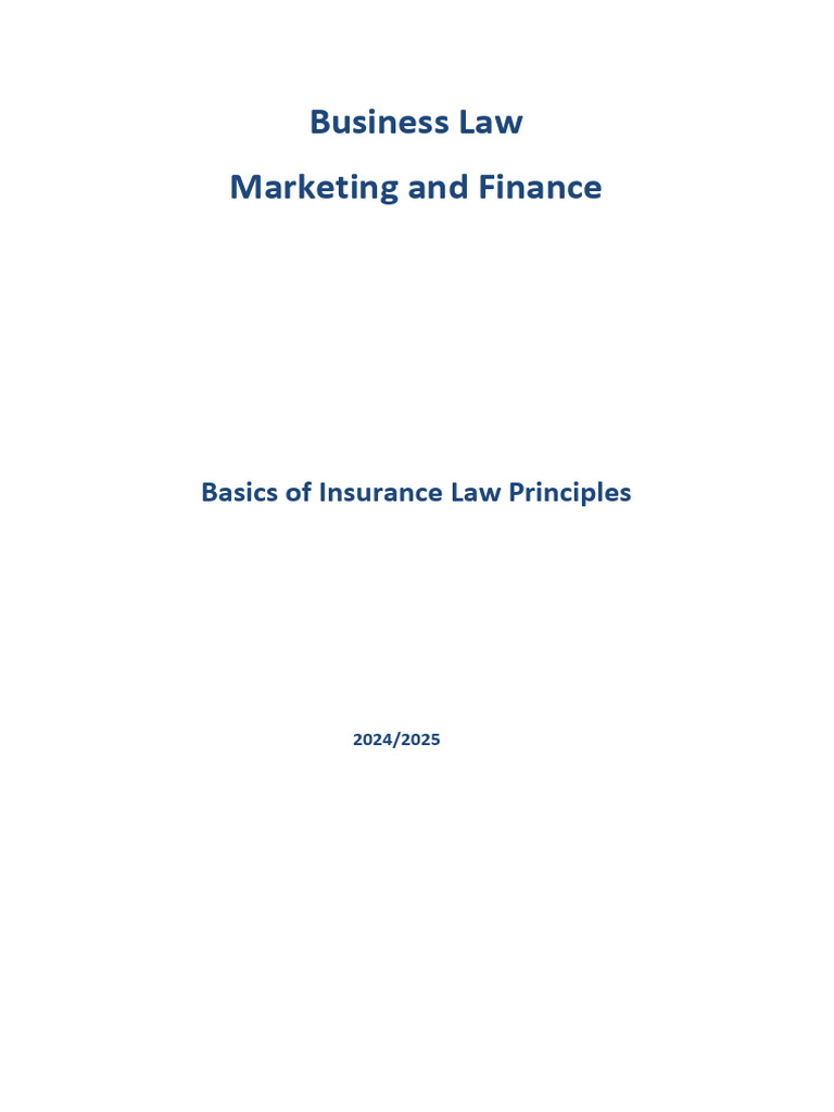 Basics of Insurance Law | PDF | Insurance | Letter Of Credit