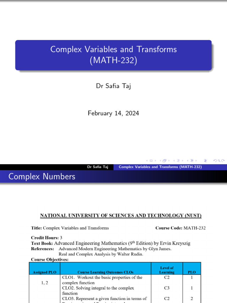 1-Complex Numbers MATH University Lecture | PDF