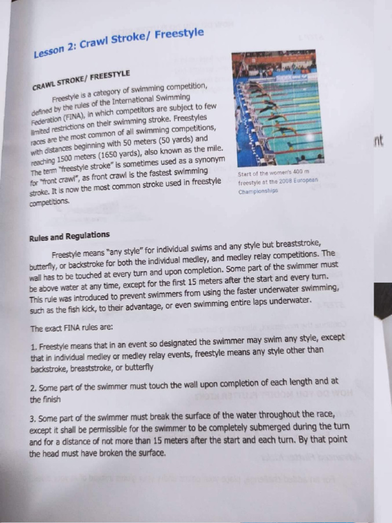 Crawl Stroke Freestyle | PDF