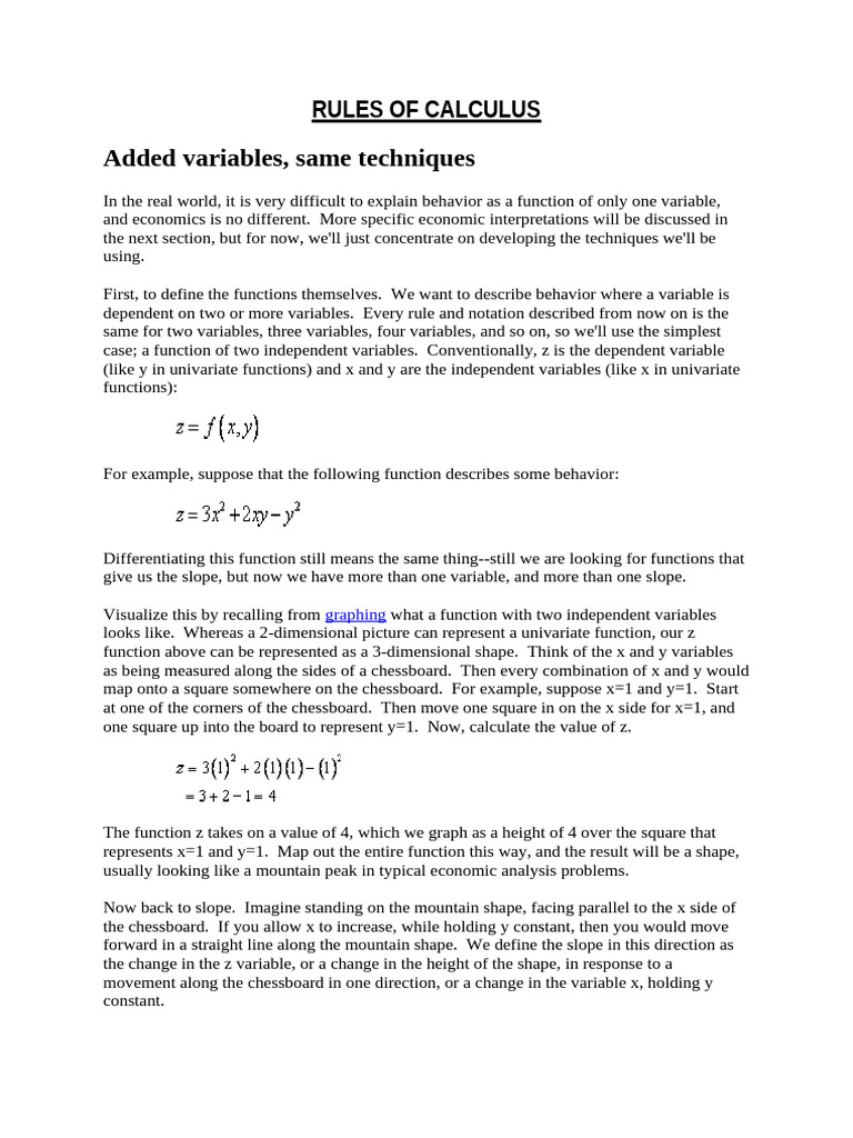 Partial Differention-Basic Rules | PDF | Derivative | Function (Mathematics)