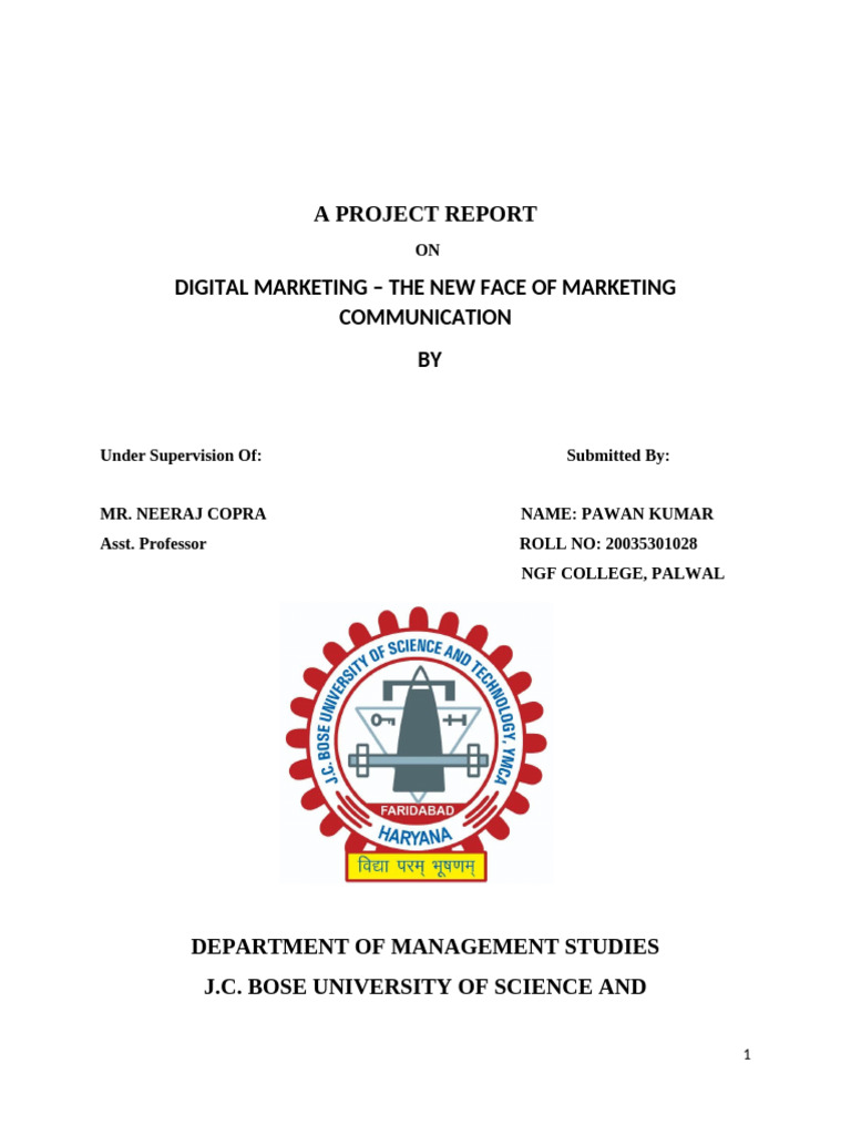 PAWAN SUMMER TRAINING REPORT-Final 2 | PDF | Digital Marketing | Marketing