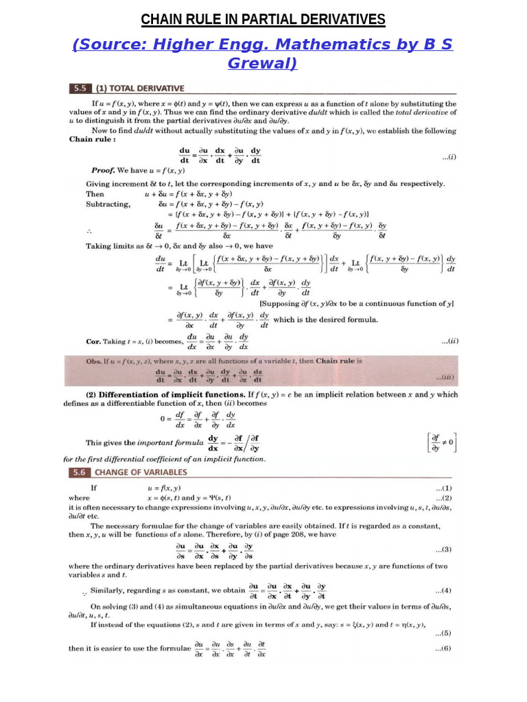 Partial Derivative - Chain Rule | PDF