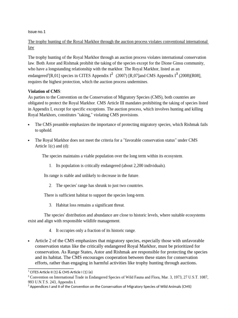 The Trophy Hunting of The Royal Markhor Through An Auction Process ...