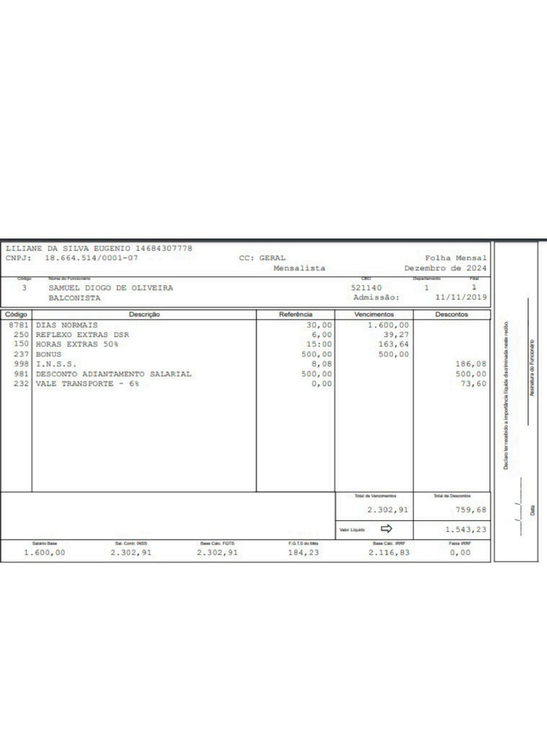PDF contra cheque | PDF