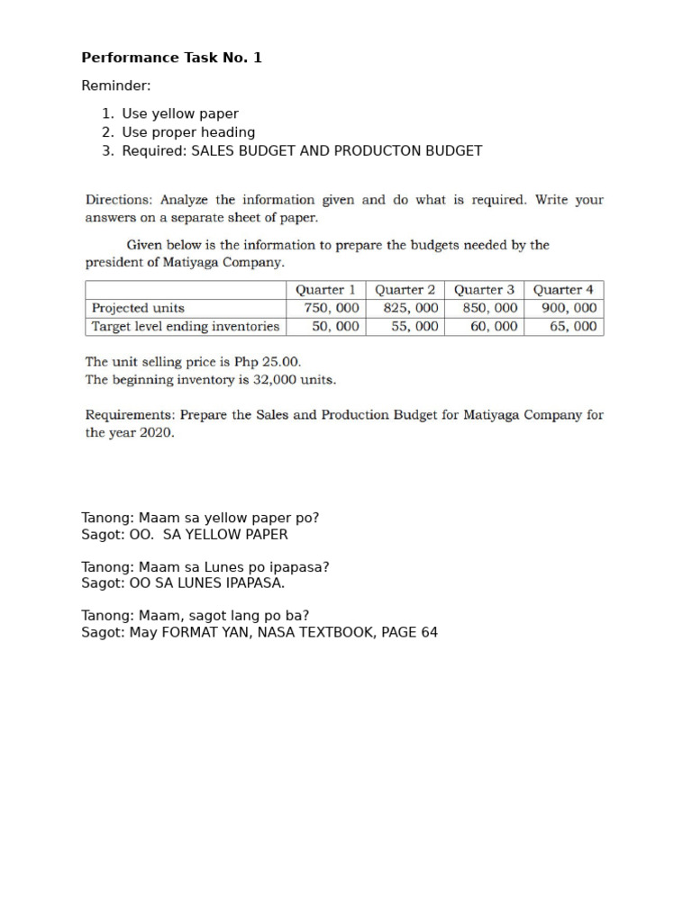 Performance Task No. 1 | PDF