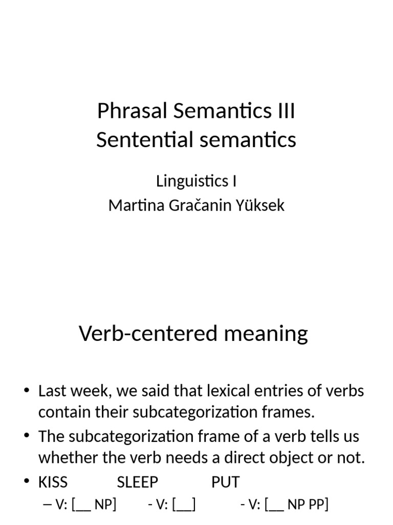 Class 9_Phrasal semantics III | PDF | Grammar | Linguistics