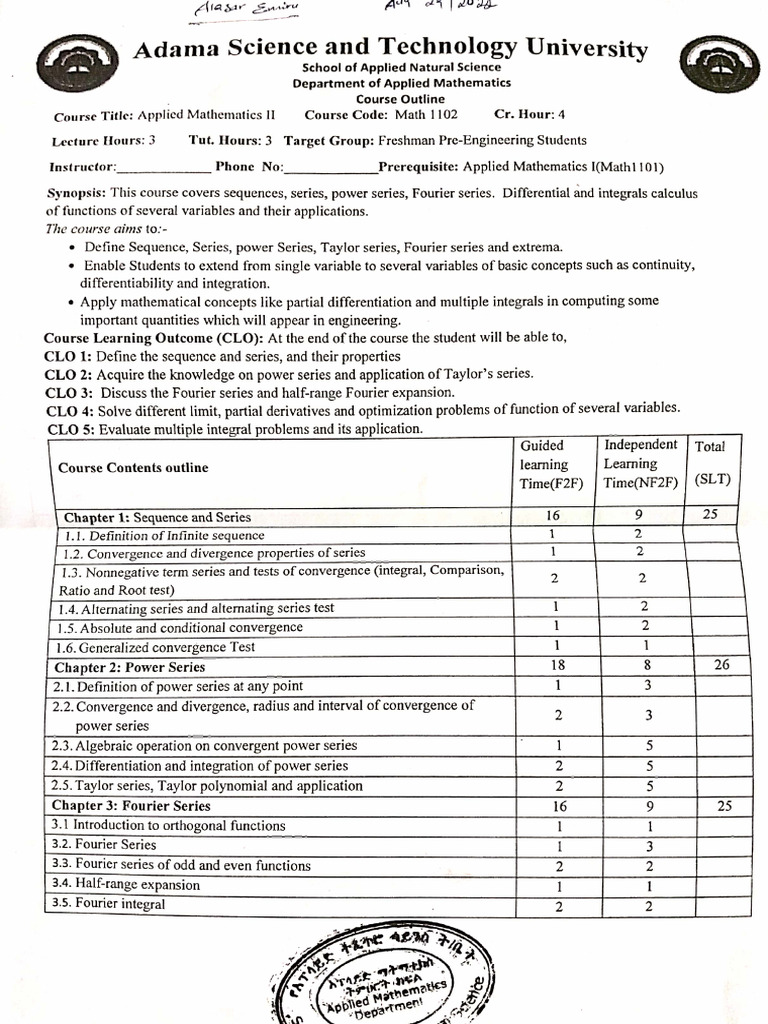 Appplied Ii Course Outline | PDF