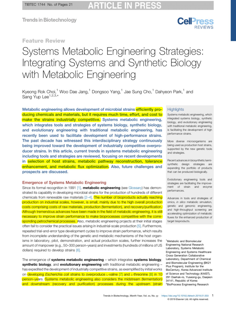 Metabolic engineering | PDF | Genetic Recombination | Gene