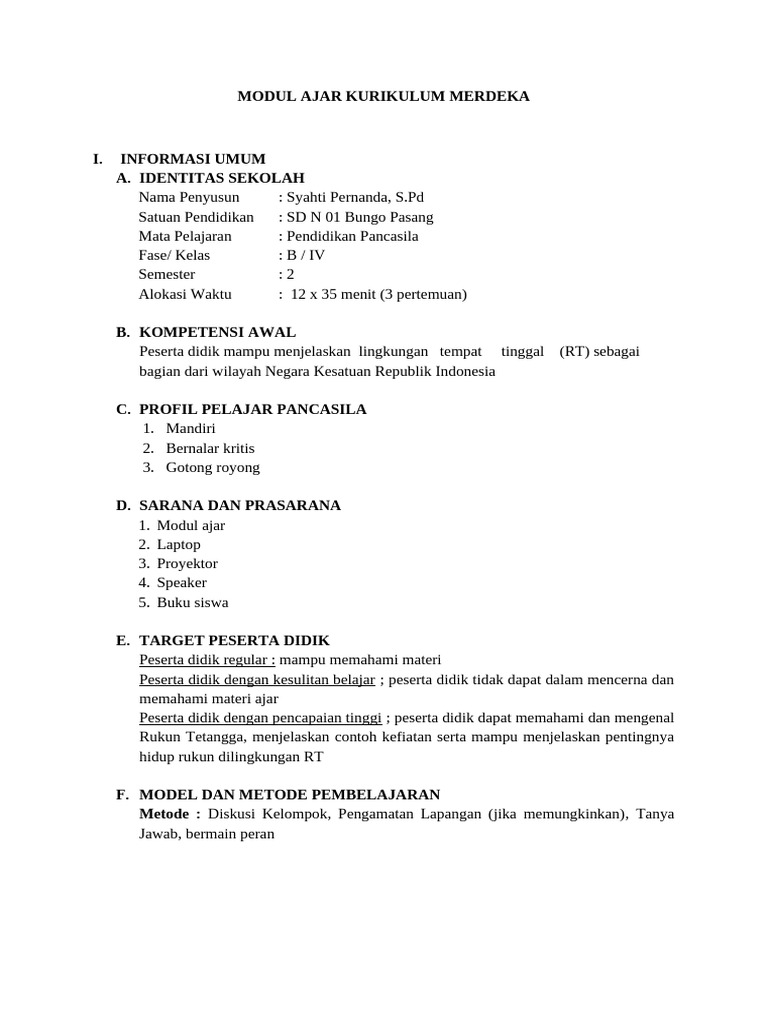 Tugas dan Fungsi Rukun Tetangga (RT) | PDF