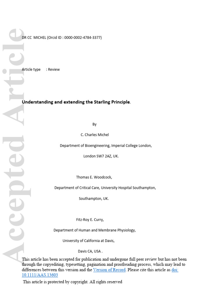 Understanding and Extending The Starling Principle | PDF | Animal ...