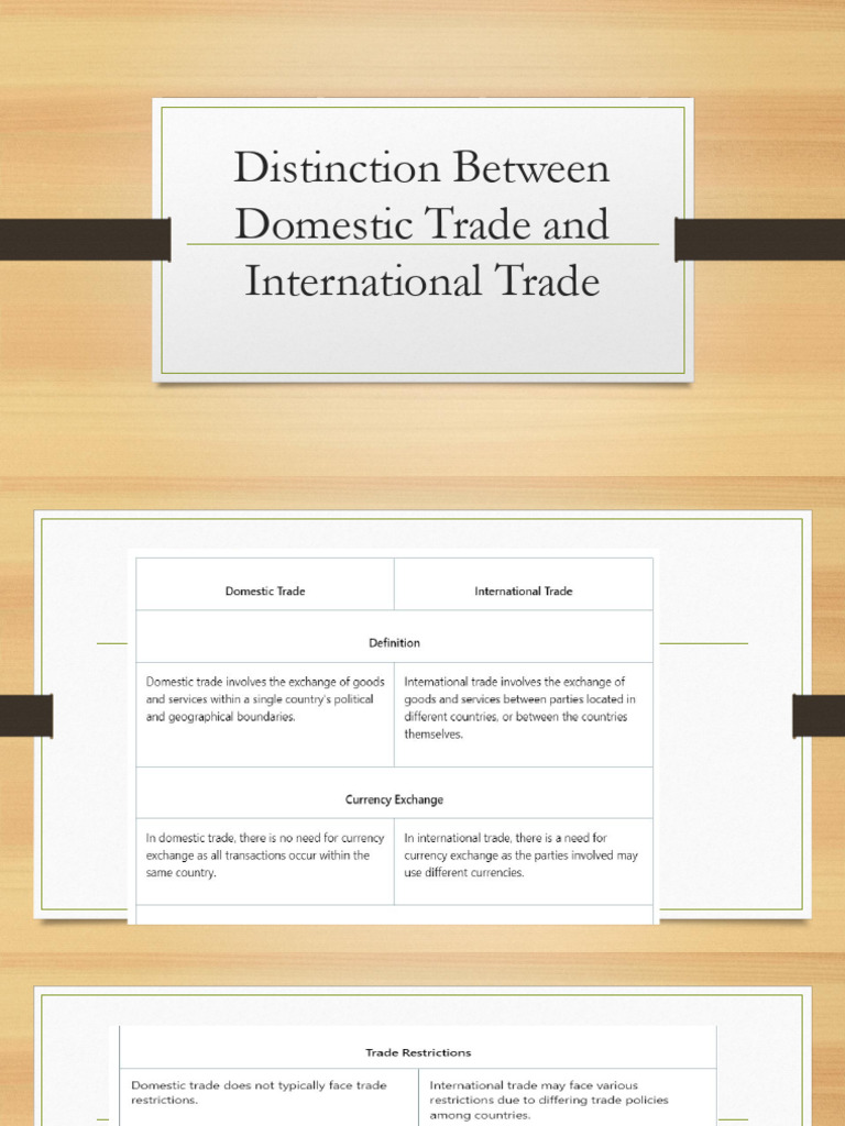 Distinction Between Domestic Trade and International Trade | PDF
