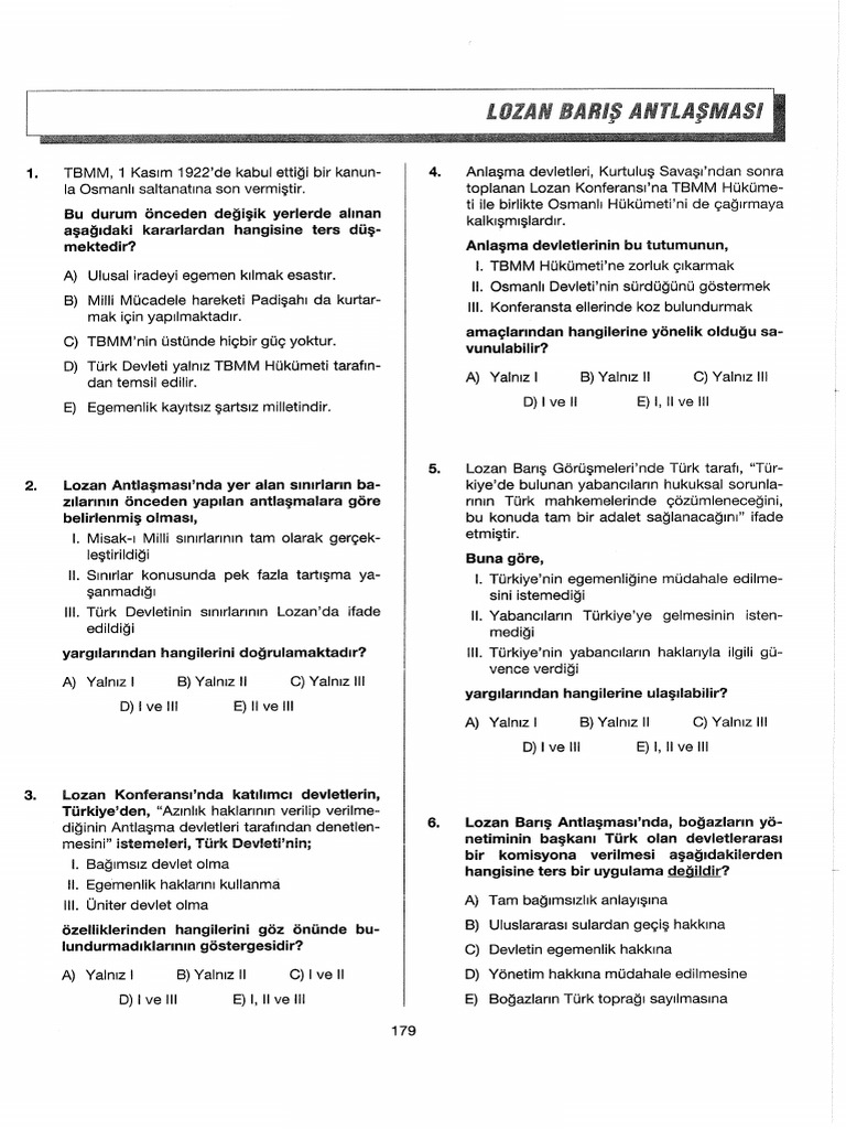 LOZAN BARIŞ ANTLAŞMASI | PDF