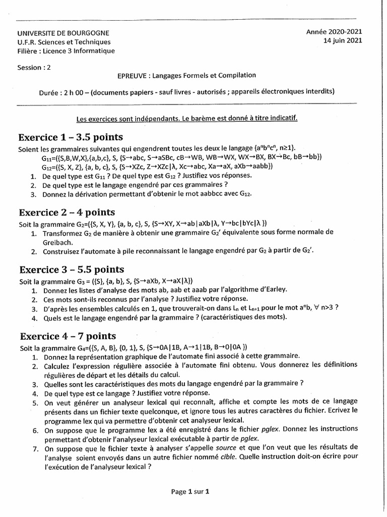 Langages Formels Et Compilation | PDF