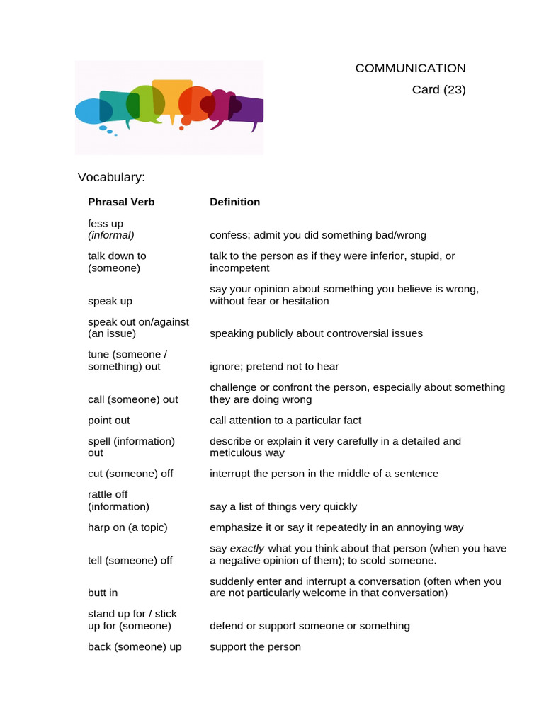 Communication Phrasal Verbs Explained | PDF