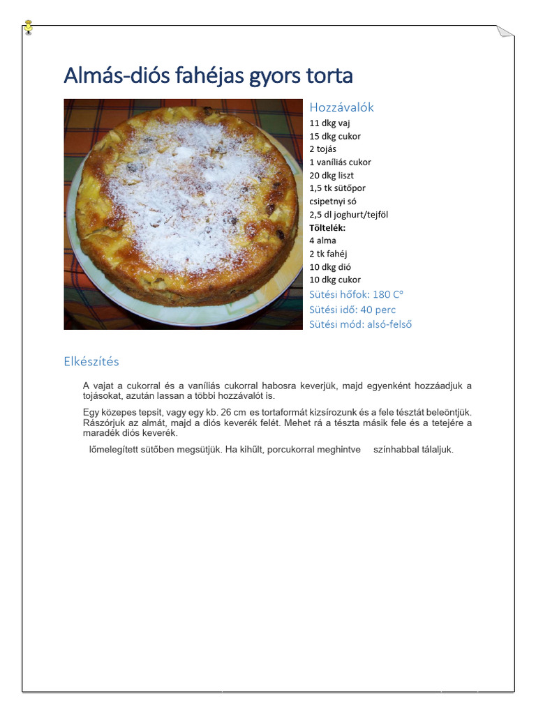 Almas-Dios Fahejas Gyors Torta - Brigus | PDF