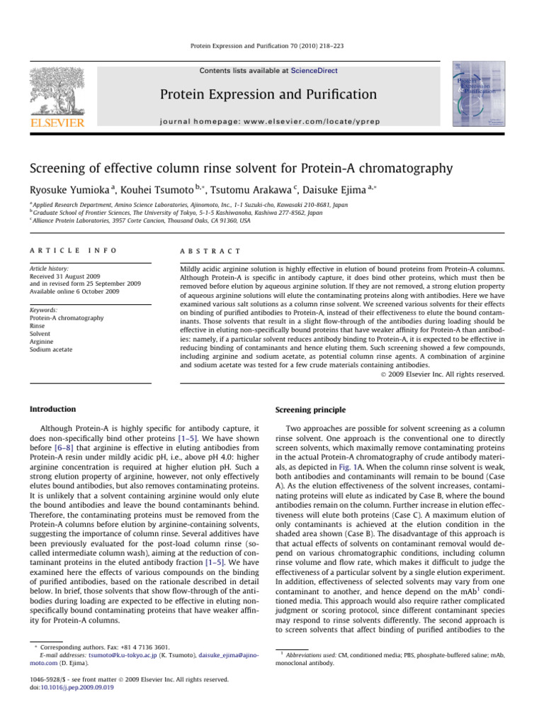 Screening of Effective Column Rinse Solvent For Protein-A ...