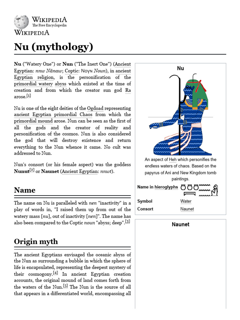 Ancient Egyptian God Nu Explained | PDF | Comparative Mythology ...