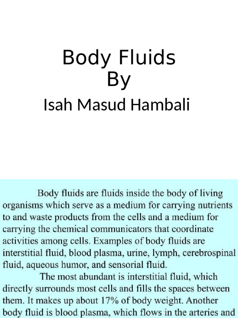 Body Fluids by Isah, Baby Boo | PDF