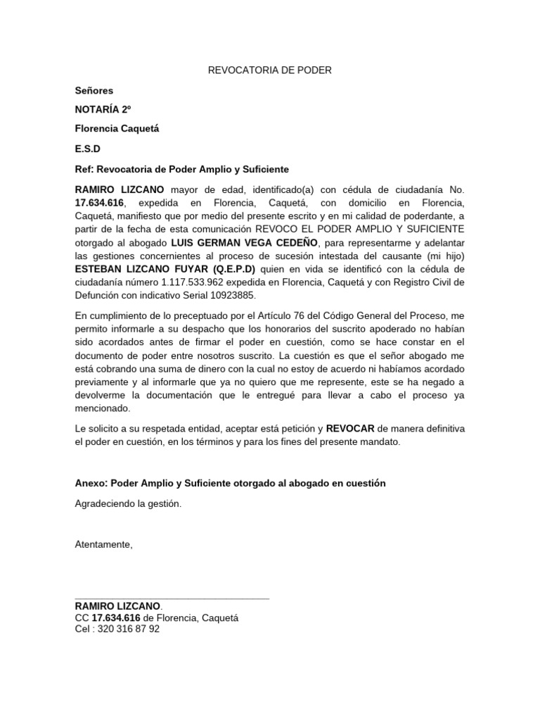 Revocación de Poder Notarial | PDF