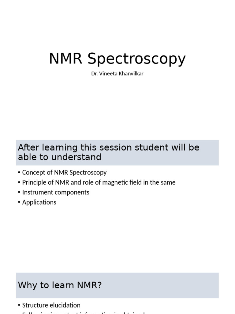 1.1 Dr.vvk NMR Introduction | PDF | Nuclear Magnetic Resonance ...
