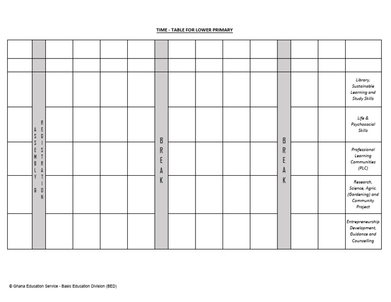 Lower Primary Time Table 1 | PDF | Neuroscience | Cognition