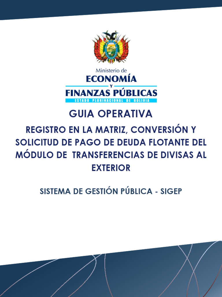 Guia Operativa de Registro en Matriz y Conversión de Deuda Divisas ...