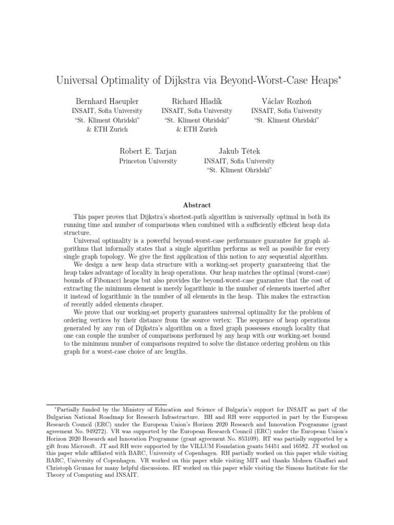 2024universal Optimality of Dijkstra Via Beyond-Worst-Case Heaps | PDF | Time Complexity ...