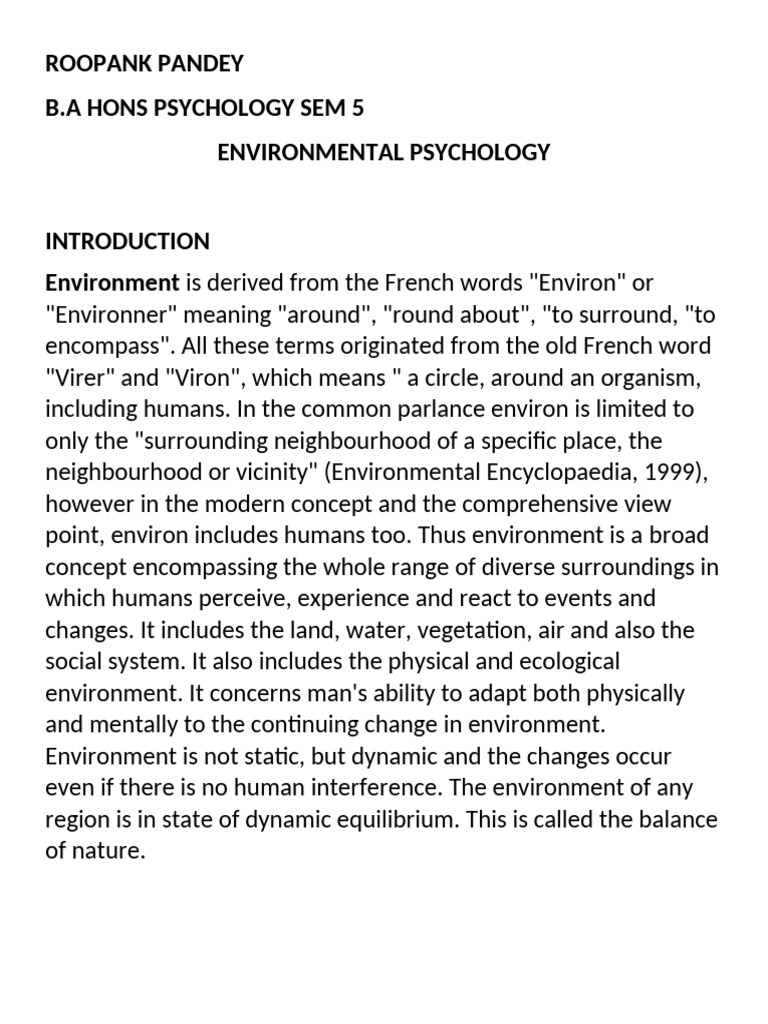 Environmental Psy by 001 | PDF | Psychology | Behavioural Sciences