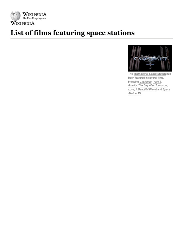 Films Featuring Space Stations | PDF | Spacecraft | Outer Space