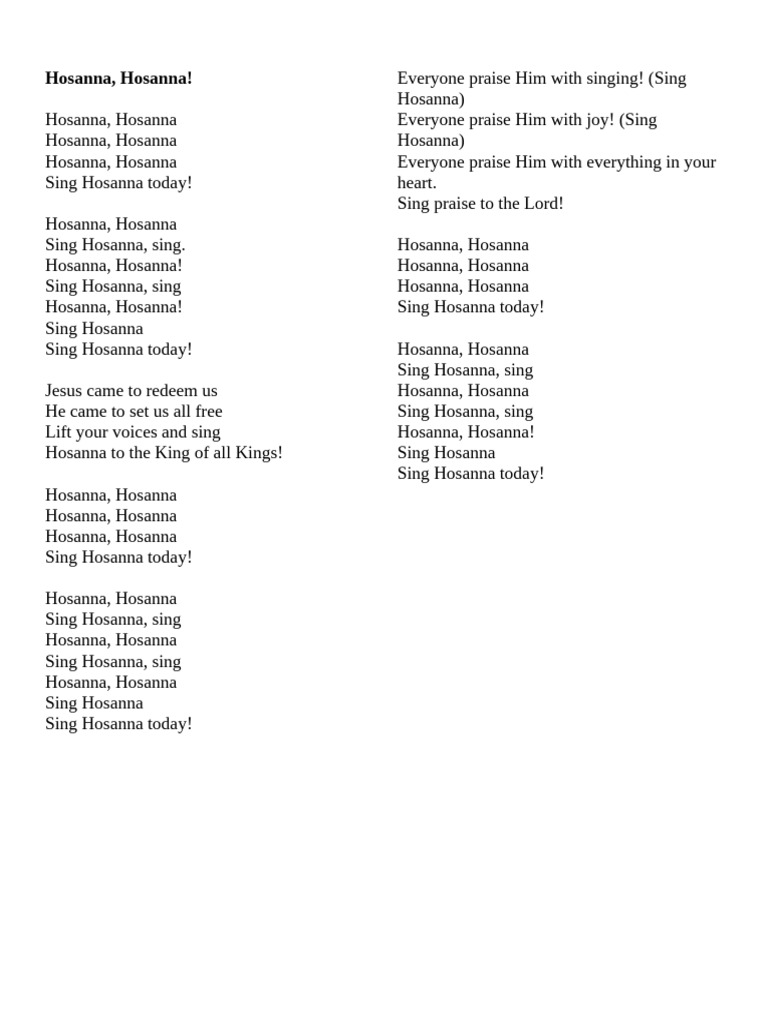 Hosanna, Hosanna | PDF