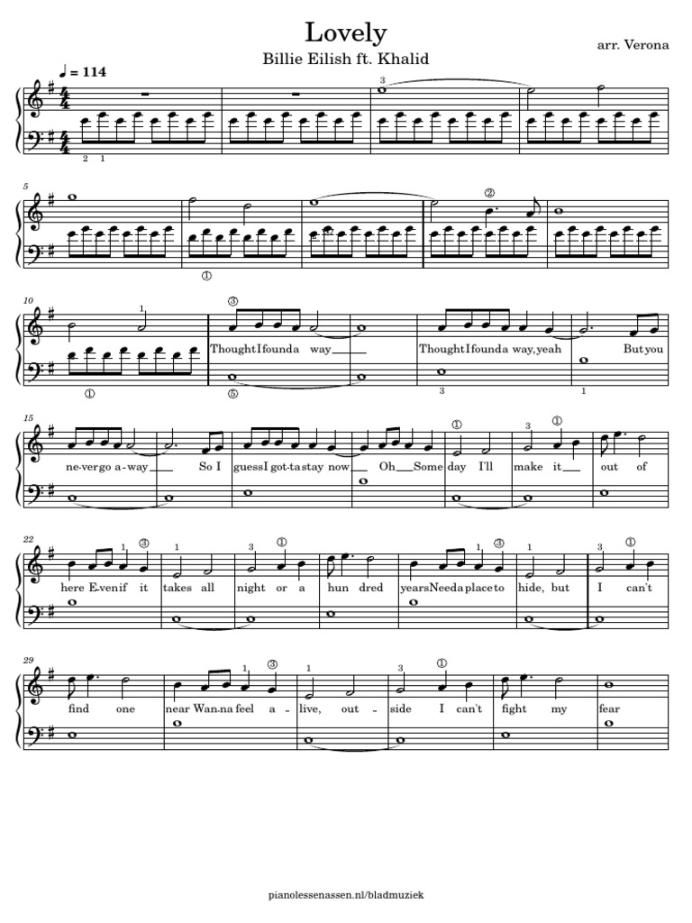 Easy Piano Sheet Music for "Lovely" | PDF