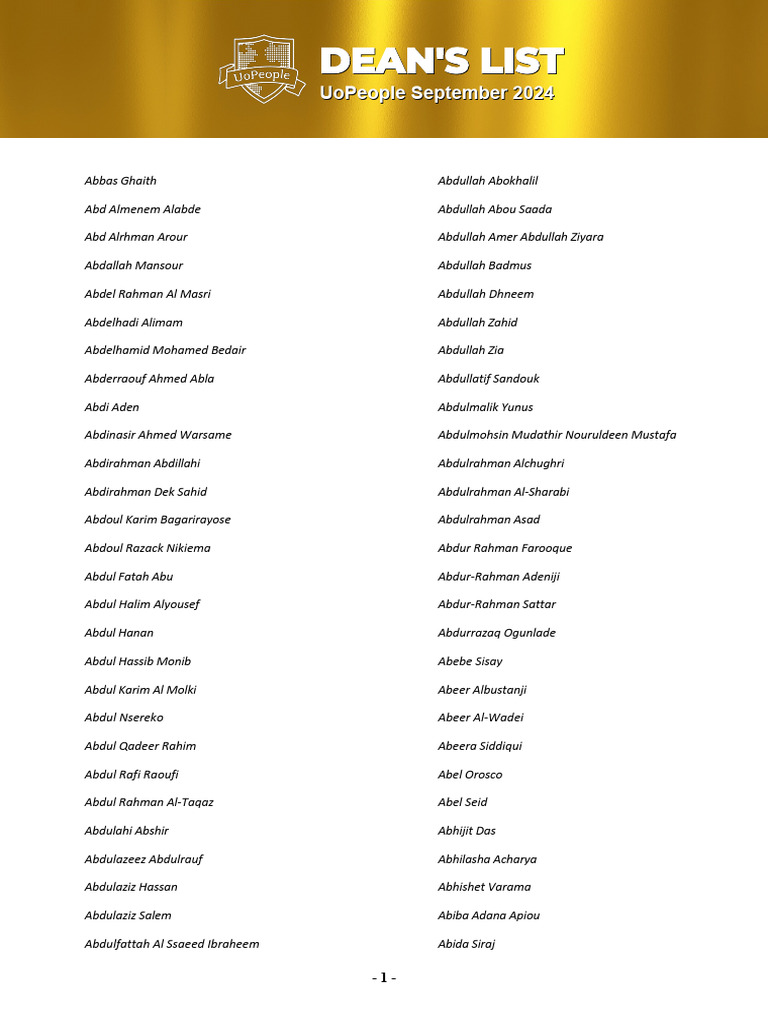 Deans List AY2025-T1 | PDF