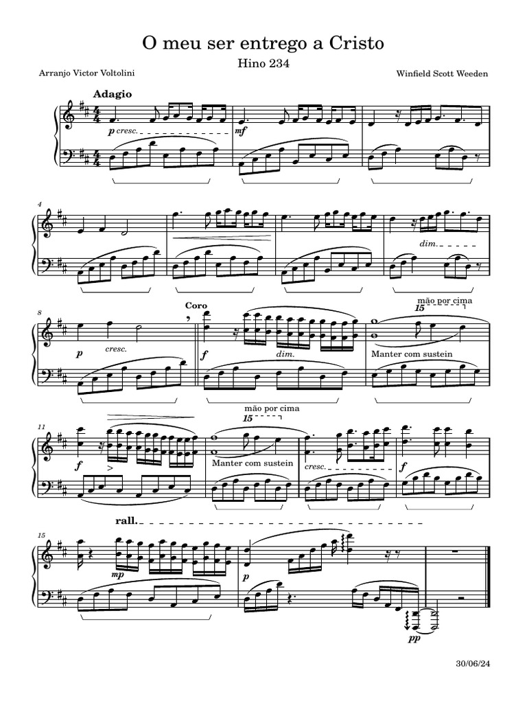 Hino 234 CCB - O Meu Ser Entrego A Cristo Piano | PDF